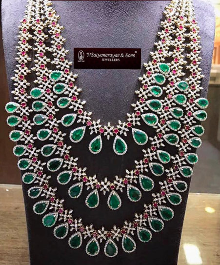 3 Layer Emerald Set by Satyanarayana Jewels - Jewellery Designs