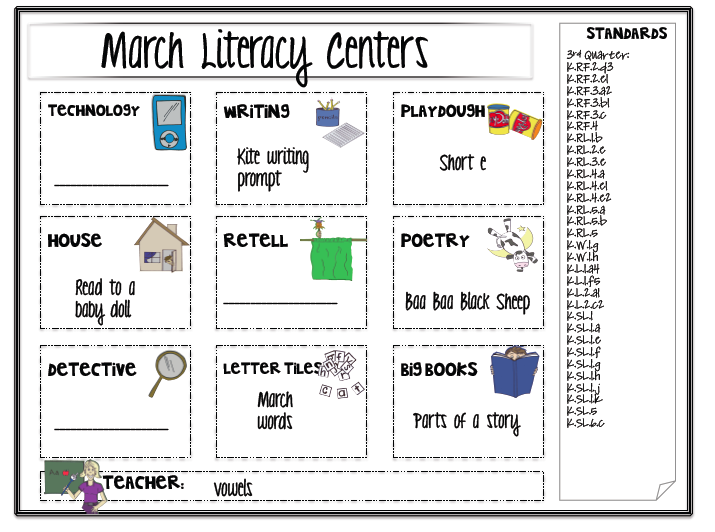 Let's Teach Something: March Literacy Centers and Currently!