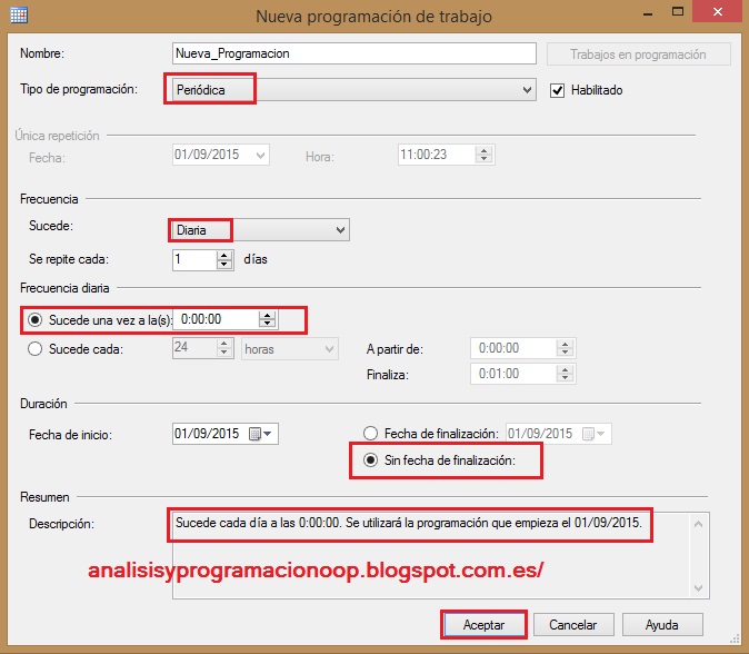 Análisis y Programación: Crear trabajos (Jobs) con SQL Server 2014