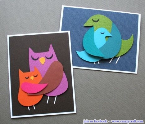 Birds-mom - 3D card - crazzy craft