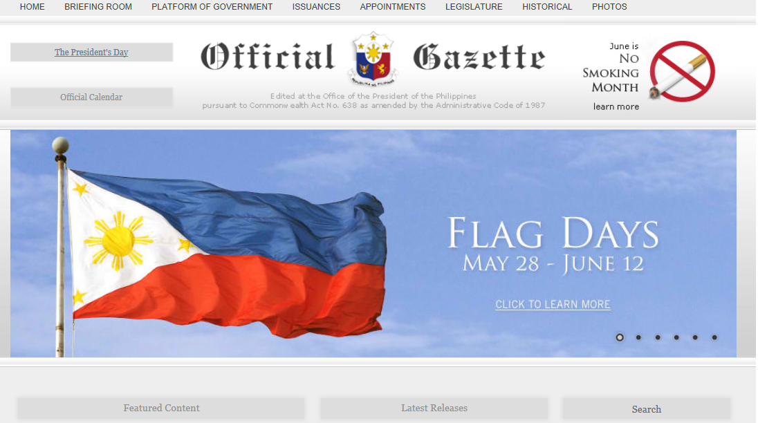 The Official Philippine Government site ~ FIRST TIME