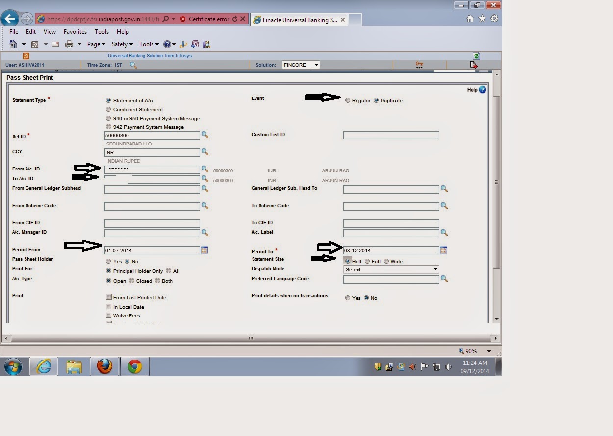 Account Statement printing for SB/PPF in finacle - POFINACLEGUIDE