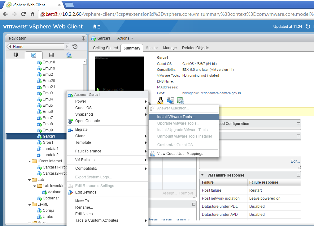 notations: INSTALAR VMTools no CENTOS pelo vCenter vSphere: