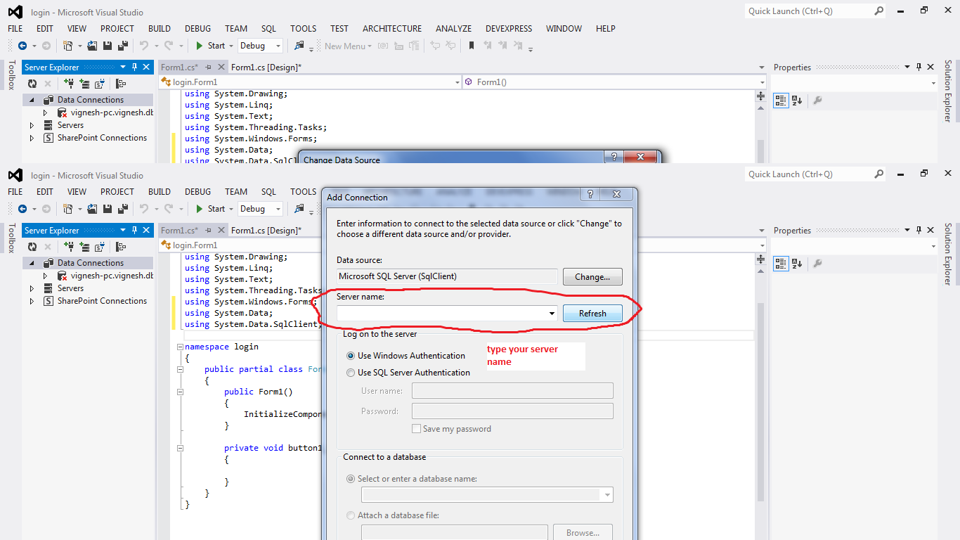 Info Experts: how to connect front end and back end in c#.net
