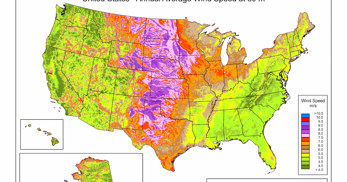 United States: Annual Average Wind Speed