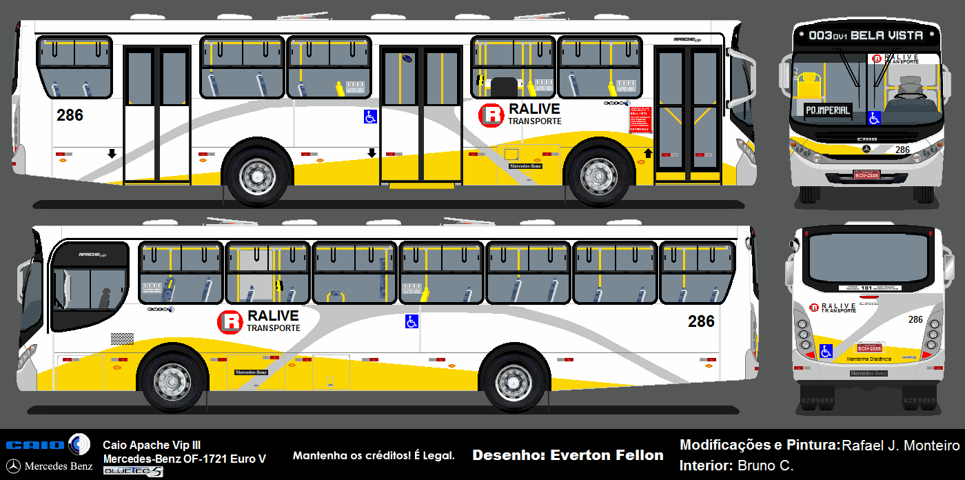 RALIVE TRANSPORTE: 286 - Caio Apache Vip III Mercedes-Benz OF-1721 Blue ...