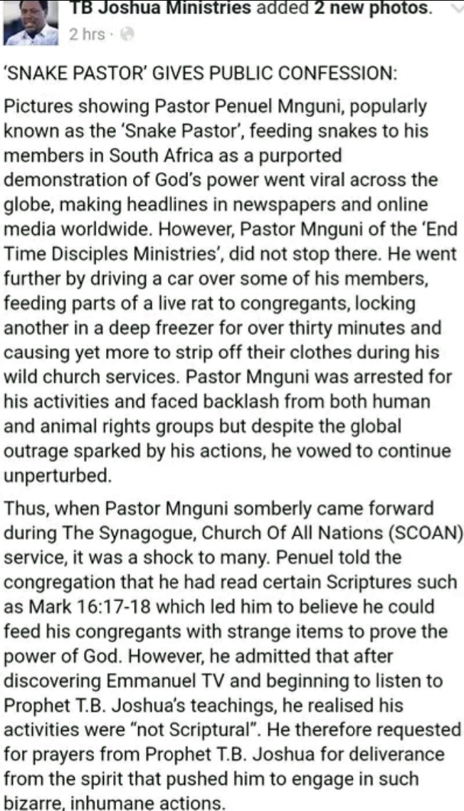 Kunmex Entertainment's Blog : South African snake pastor confesses at ...