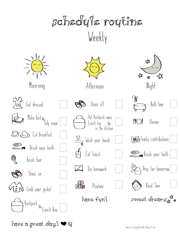 Weekly Daily routine schedules for kids +++ Organizador de tareas y ...