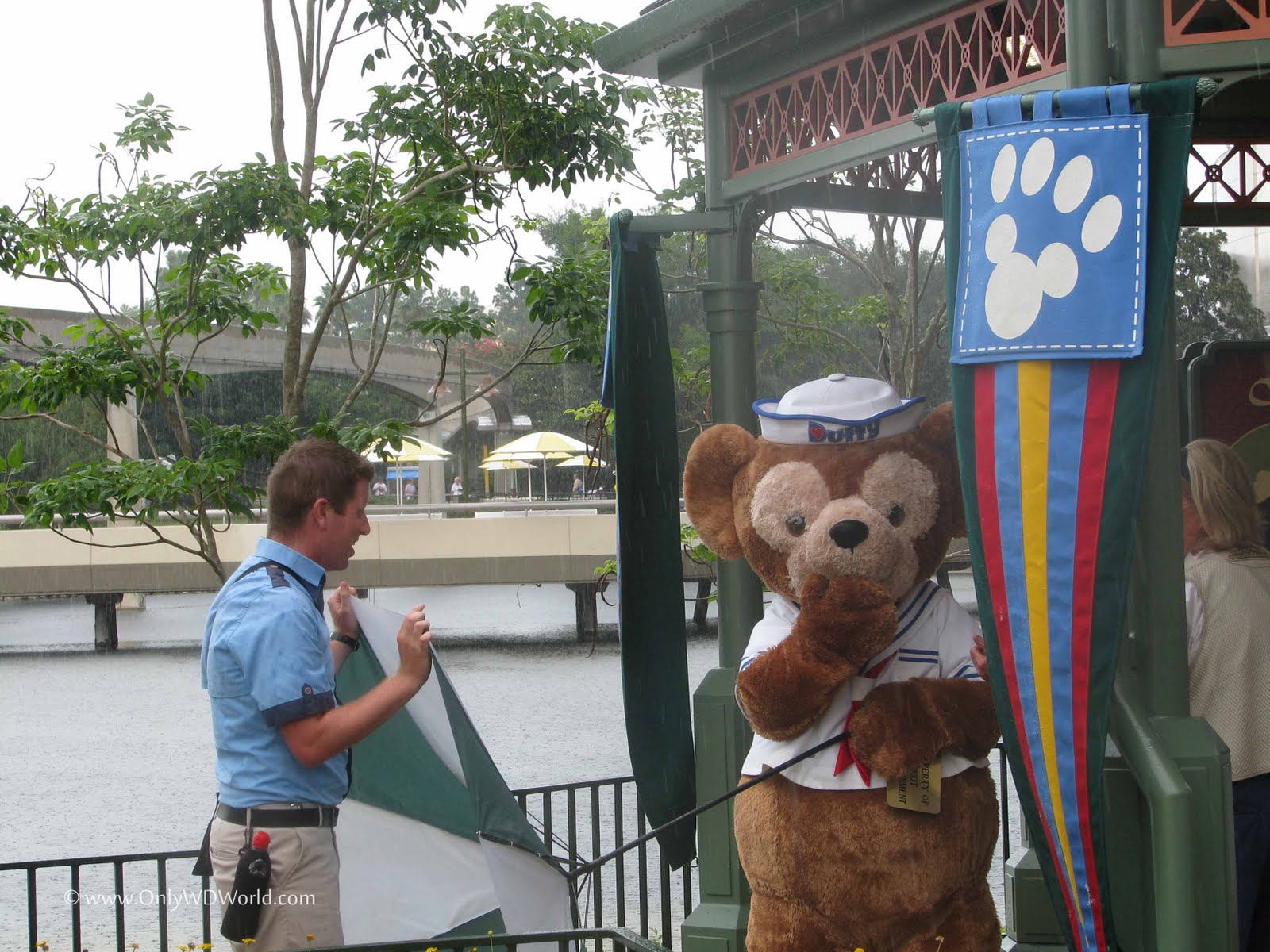 Duffy The Disney Bear Battles Umbrella At Epcot | Disney World Blog ...