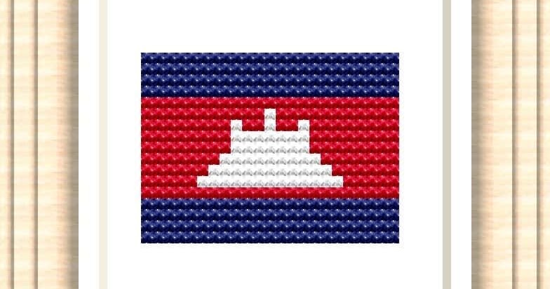 NATIONAL FLAG OF CAMBODIA CROSS STITCH CHART | Free cross stitch pattern