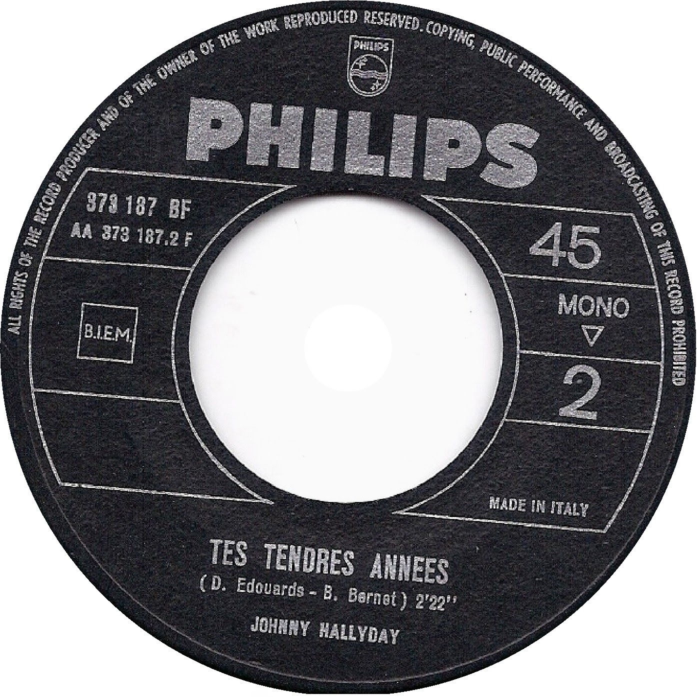 Toca de Compactos: Johnny Hallyday - Les bras en croix - 1963