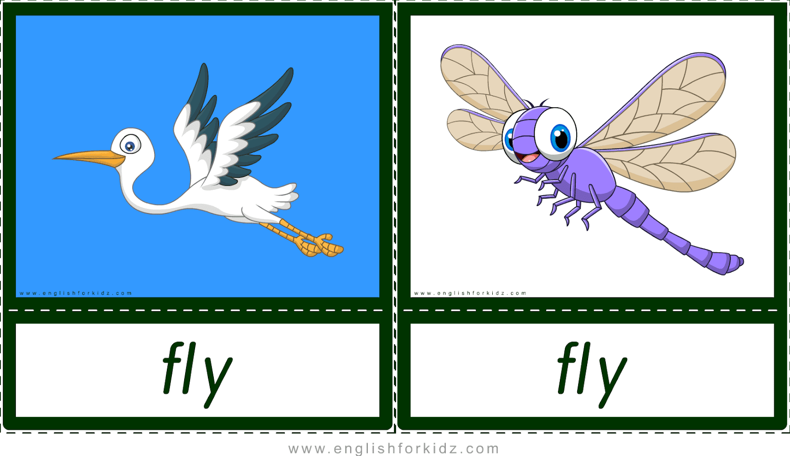 Printable Flashcards: Animal Actions. Part 2.