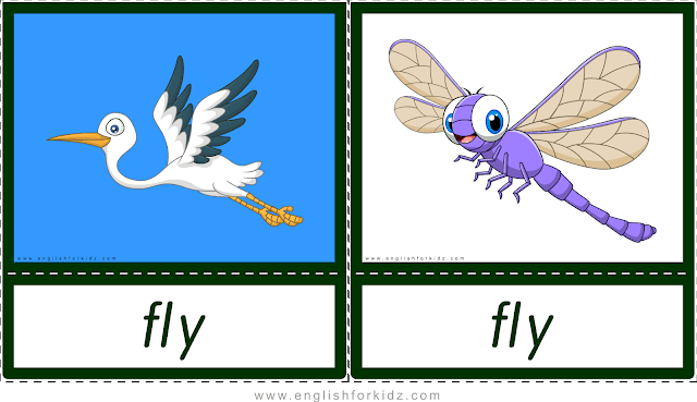 Printable Flashcards: Animal Actions. Part 2.