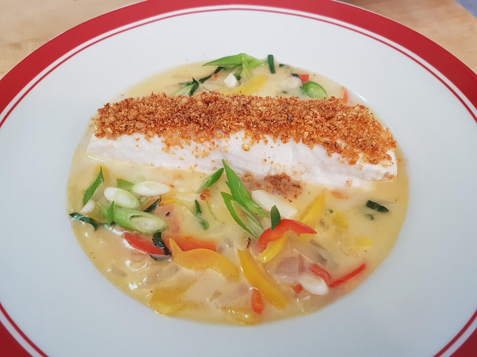 Almost Wasted: Thai Red Curry Crusted Halibut with a Lime Coconut Broth