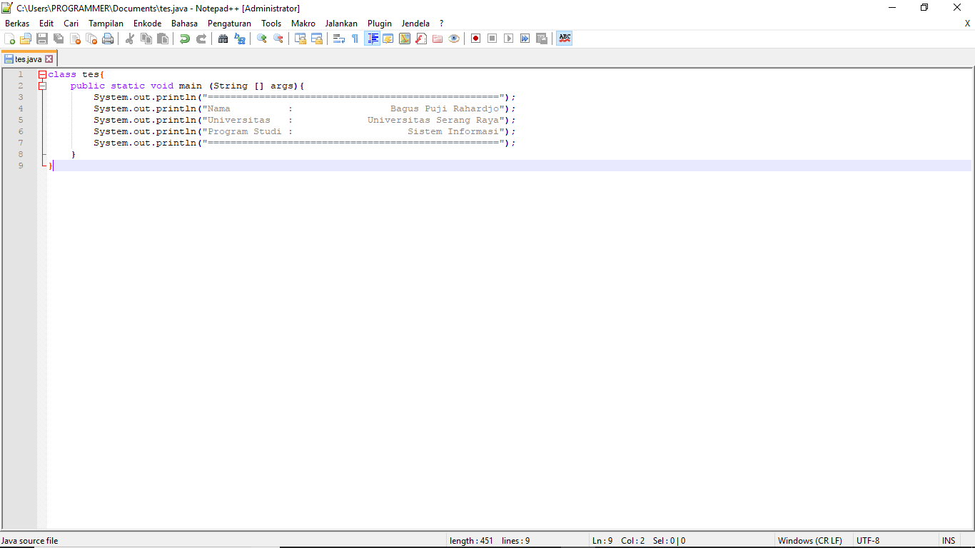 Struktur Dasar Bahasa Pemrograman Java - Part 1
