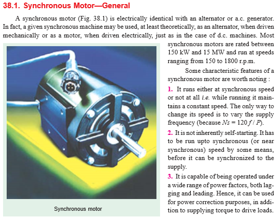 Synchronous motor-working principle and method of starting