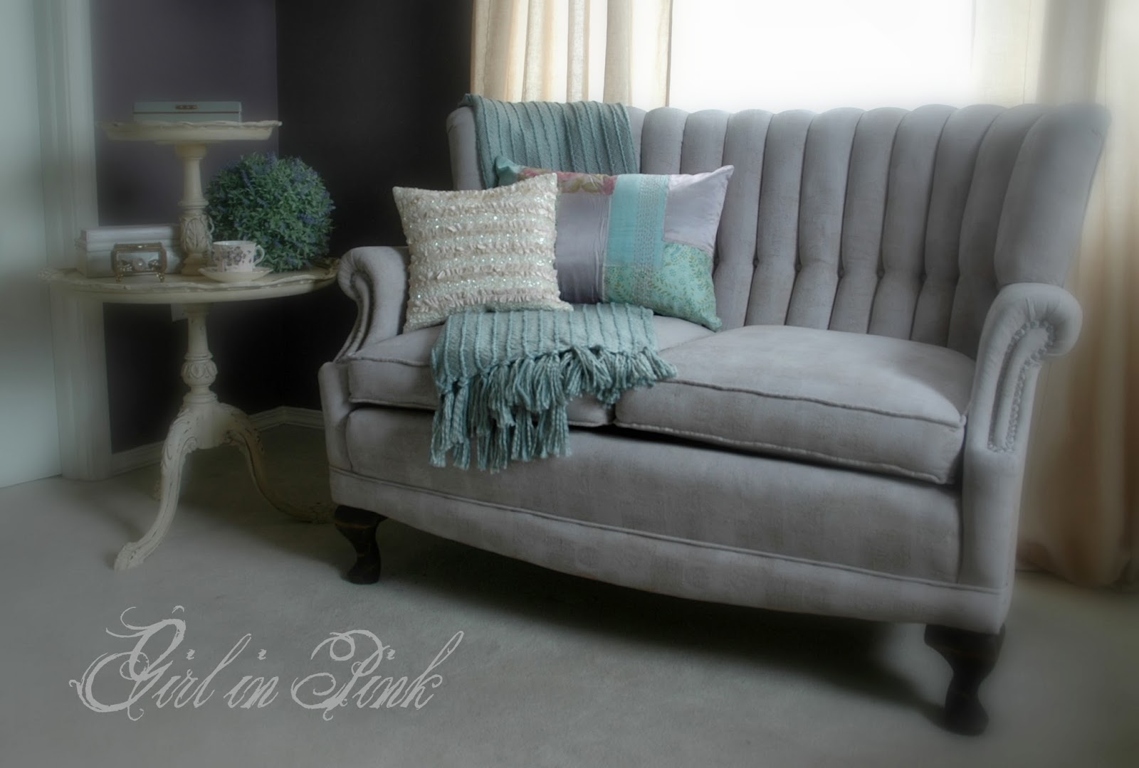 Girl in Pink: Painted Sofa Before/After and Master Bedroom Updates