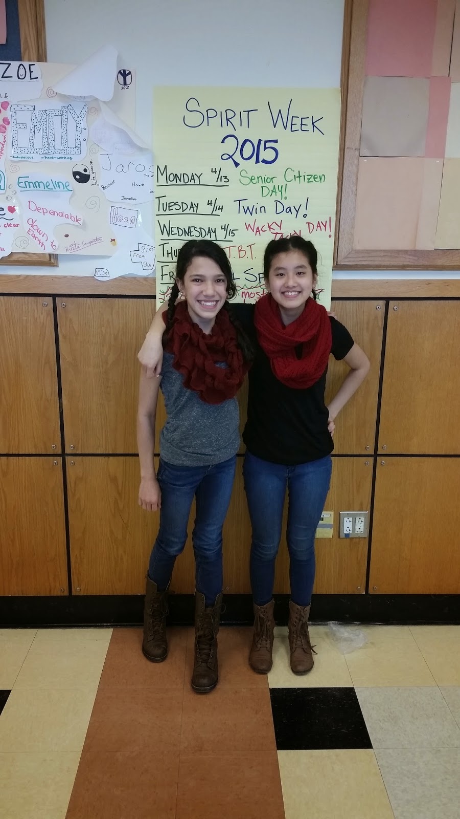 Memorial Middle School: Spirit Week! Twin Day!