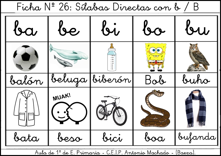 Prim-Erizos: Cartilla de Lectura - Sílabas Directas b / B