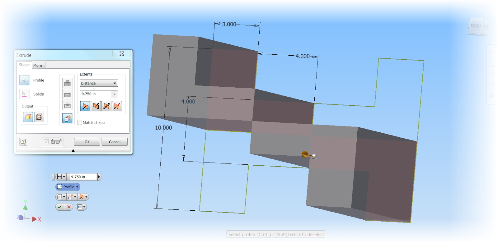 The sketch broken into regions by its own geometry