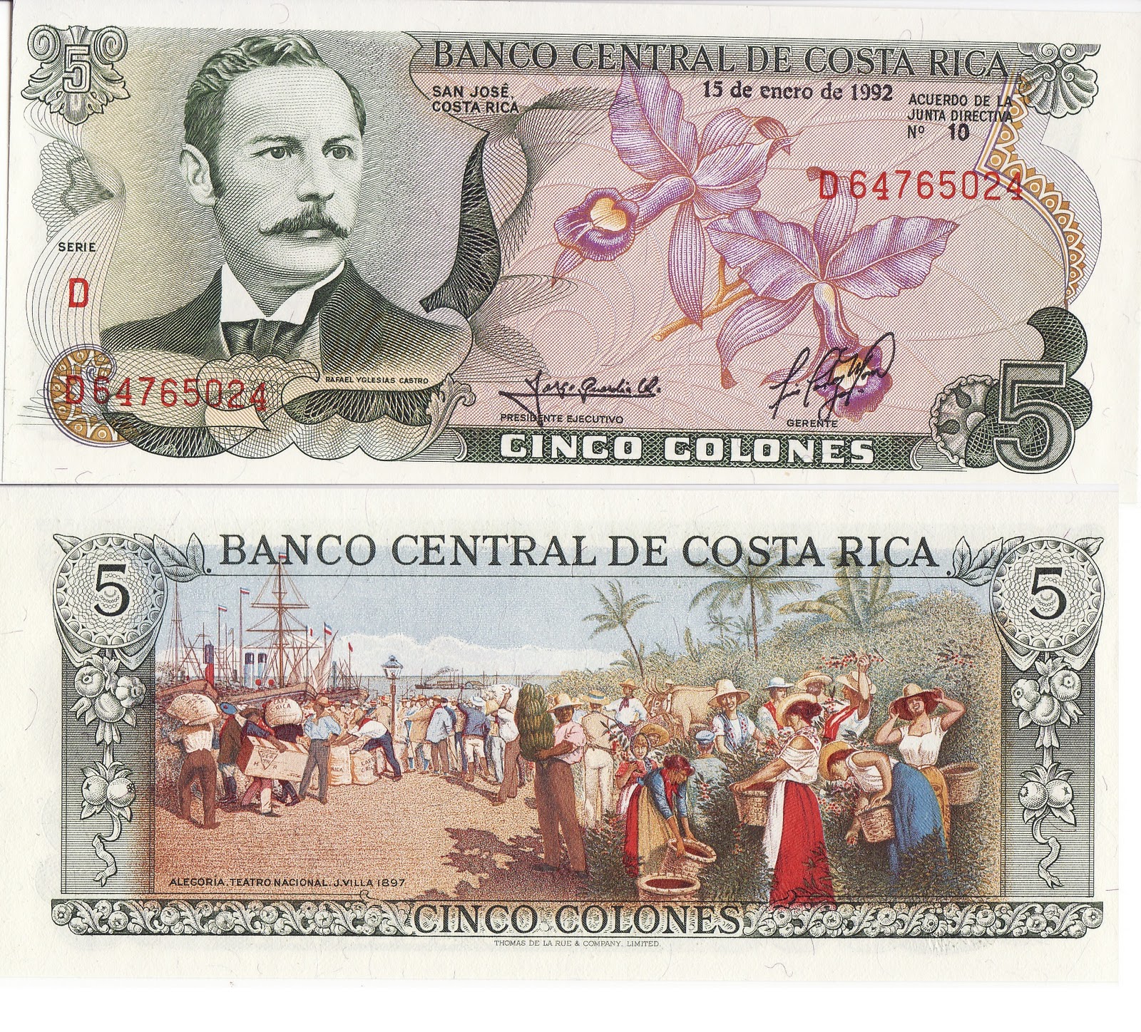 Randhawa's Bank Notes And Collectibles: Costa Rica $5 Bank Note