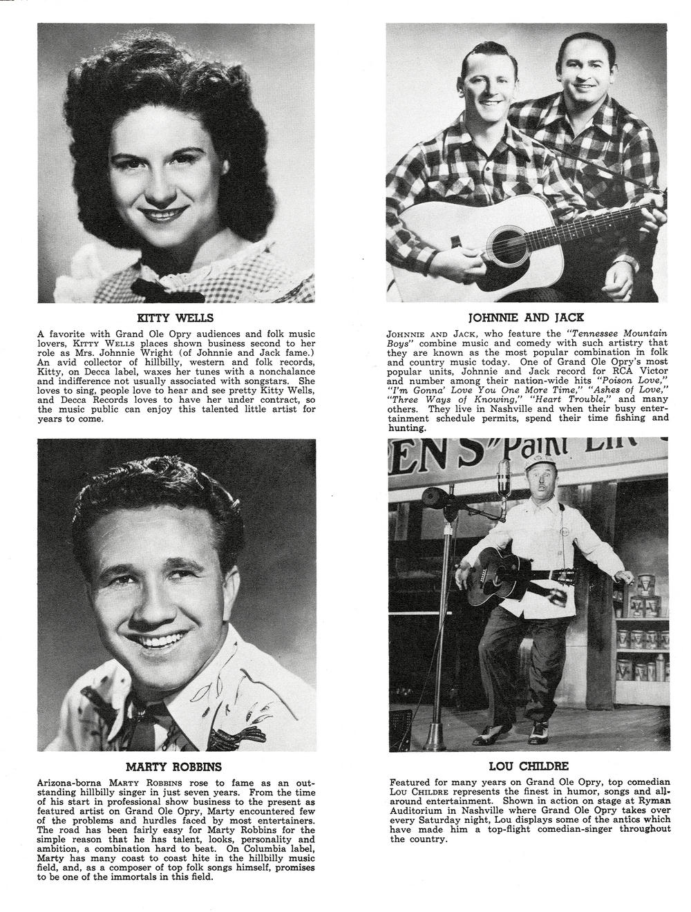 Hairy Green Eyeball 3: Grand Ole Opry Souvenir Picture Program circa 1953