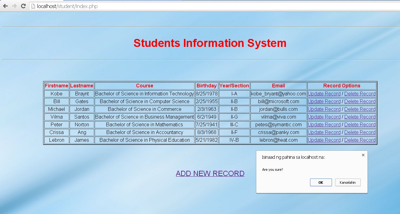 Free Programming Source Codes and Computer Programming Tutorials: Student Information System ...