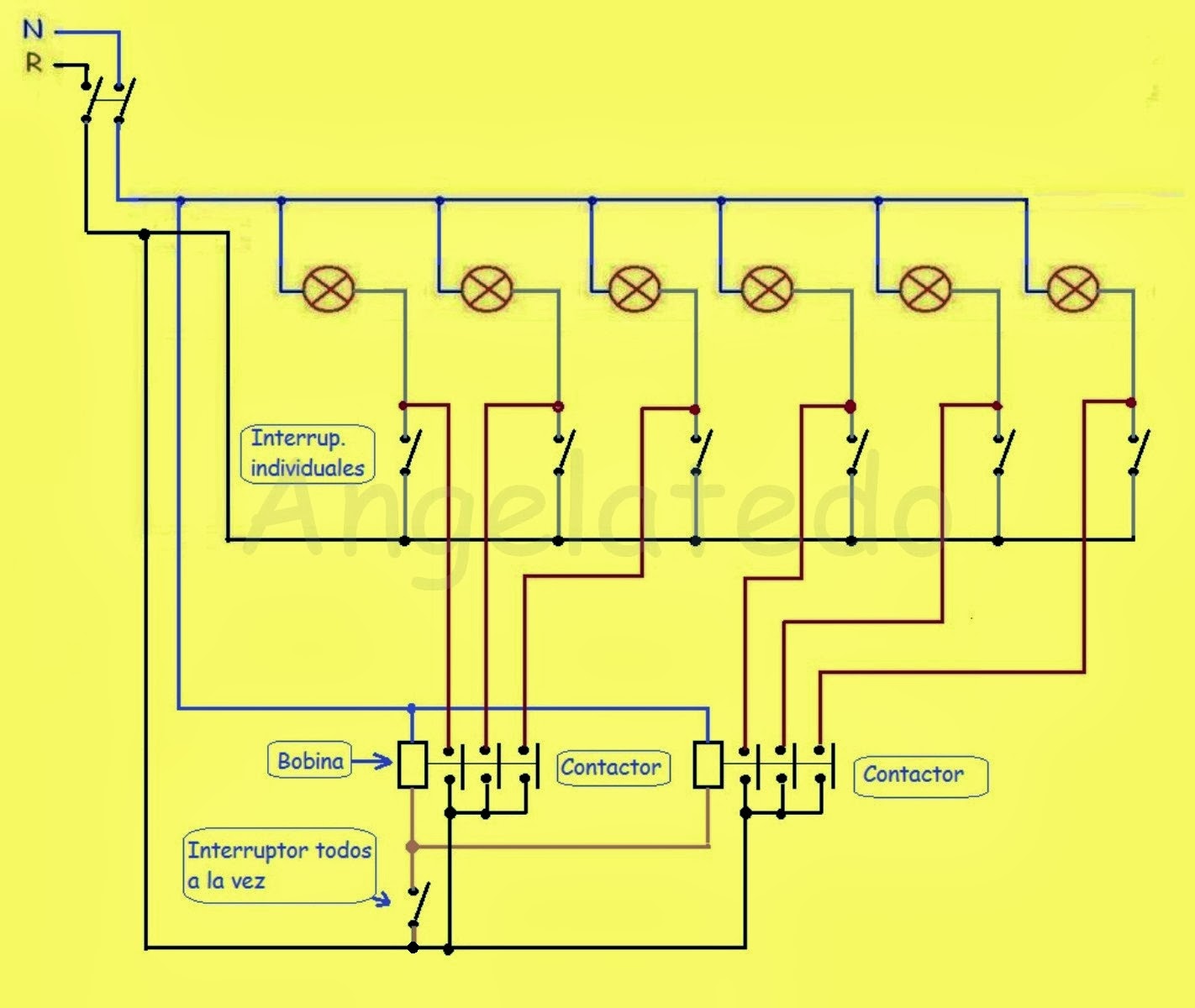 Interruptores y conmutadores, esquemas electricos ~ Angelatedo