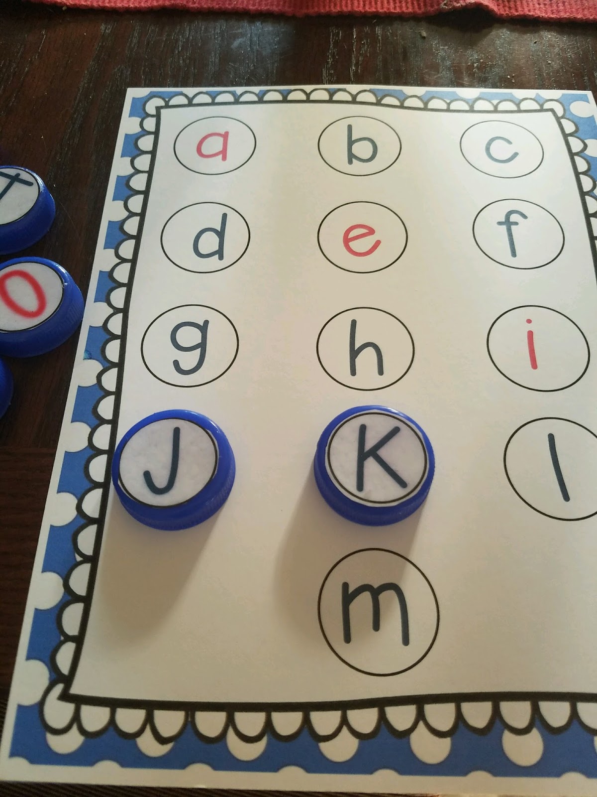 Shelly Belle's Kindergarten: Milk Bottle Cap Game - Learning Letters ...