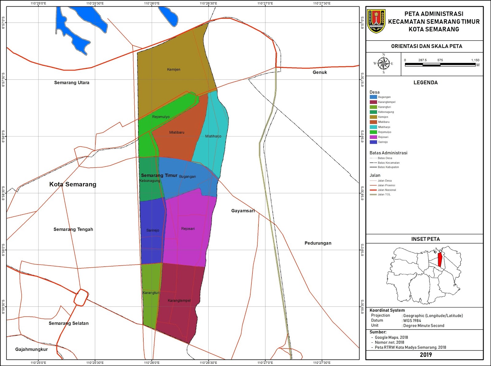 Peta Administrasi Kecamatan Semarang Timur, Kota Semarang ~ NeededThing