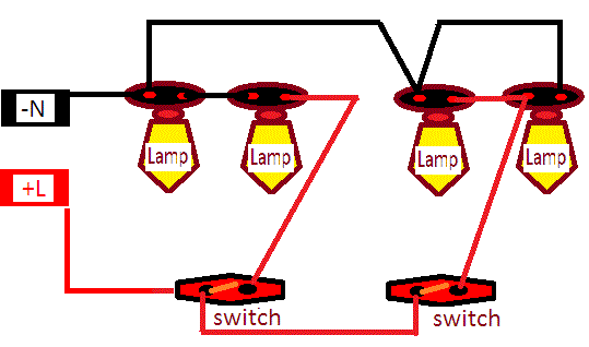 Home Electrical Circuit Diagram Tutorial : control two lamp Which is ...