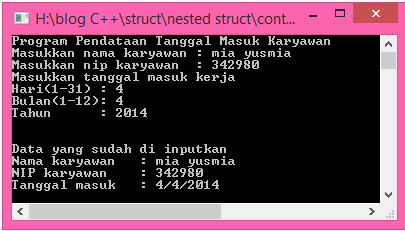 Contoh dan Pembahasan Nested Struct pada Pemrograman C++ ~ Belajar Bahasa Pemrograman C++