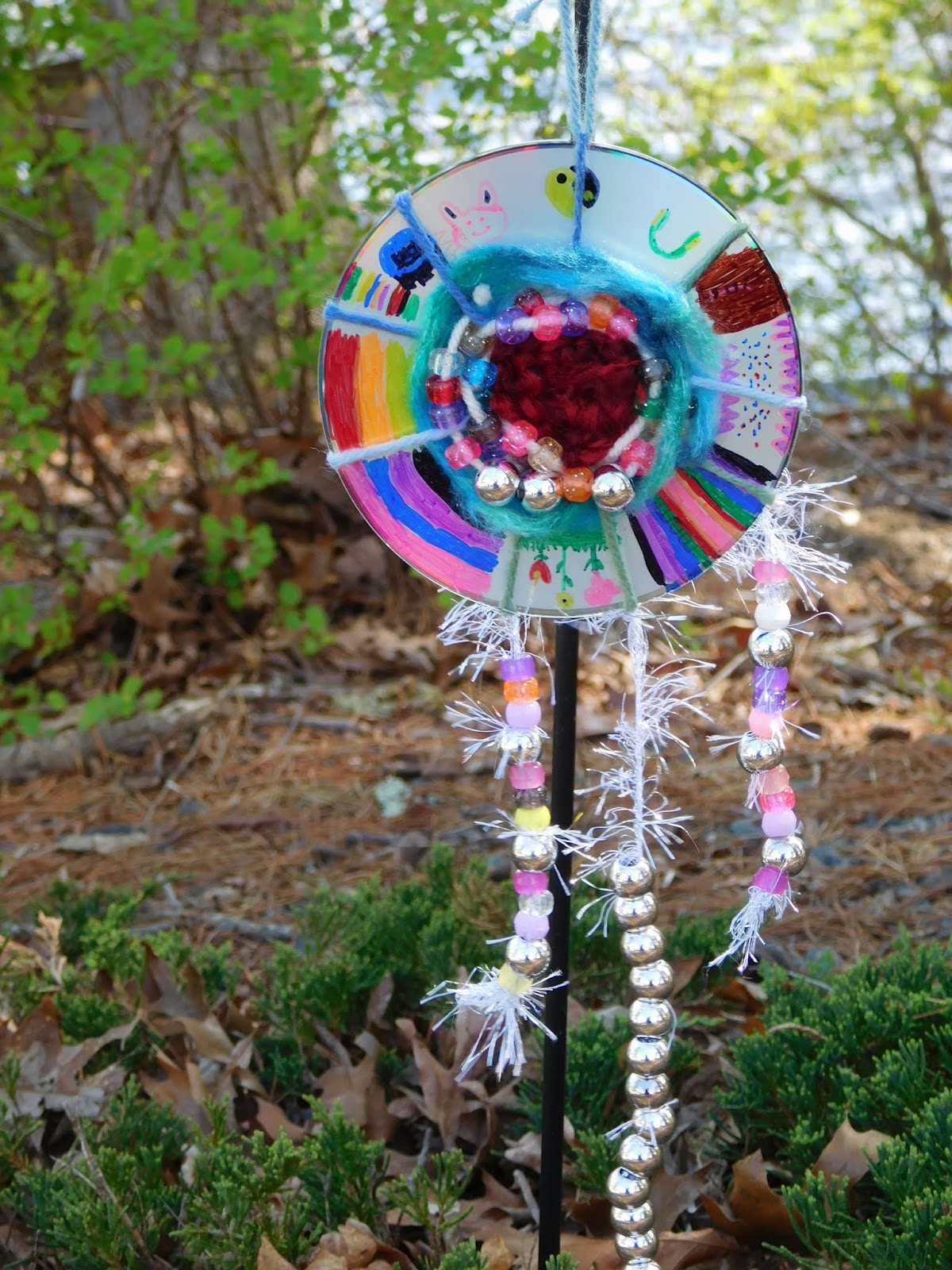 Art Project #86- Woven CD Garden Decorations