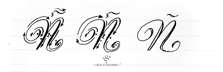 Caligrafía copperplate, ¿cómo escribir la letra "Ñ"? | Aracelyasmine ...