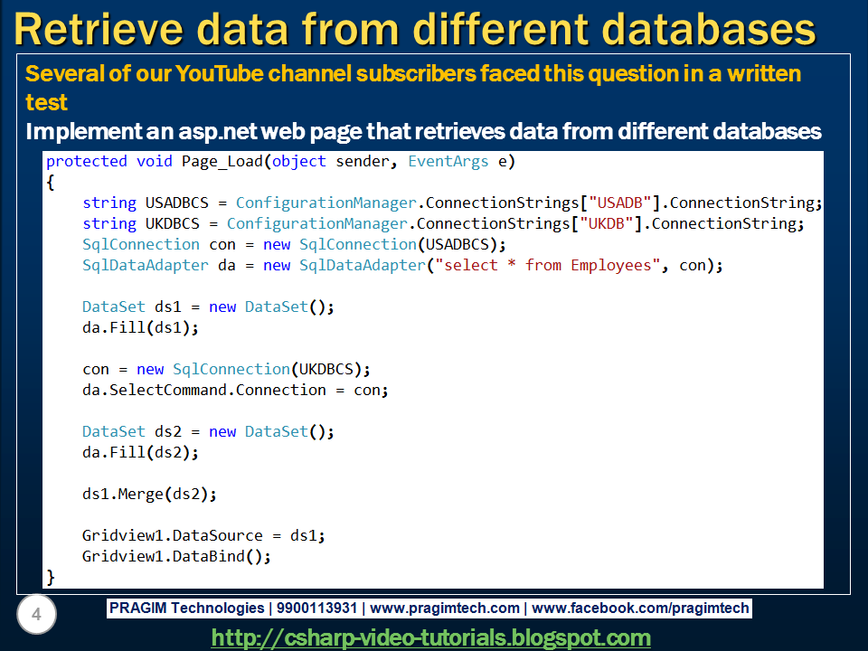 Sql Server Net And C Video Tutorial Part 1 How To Retrieve Data From Different Databases 