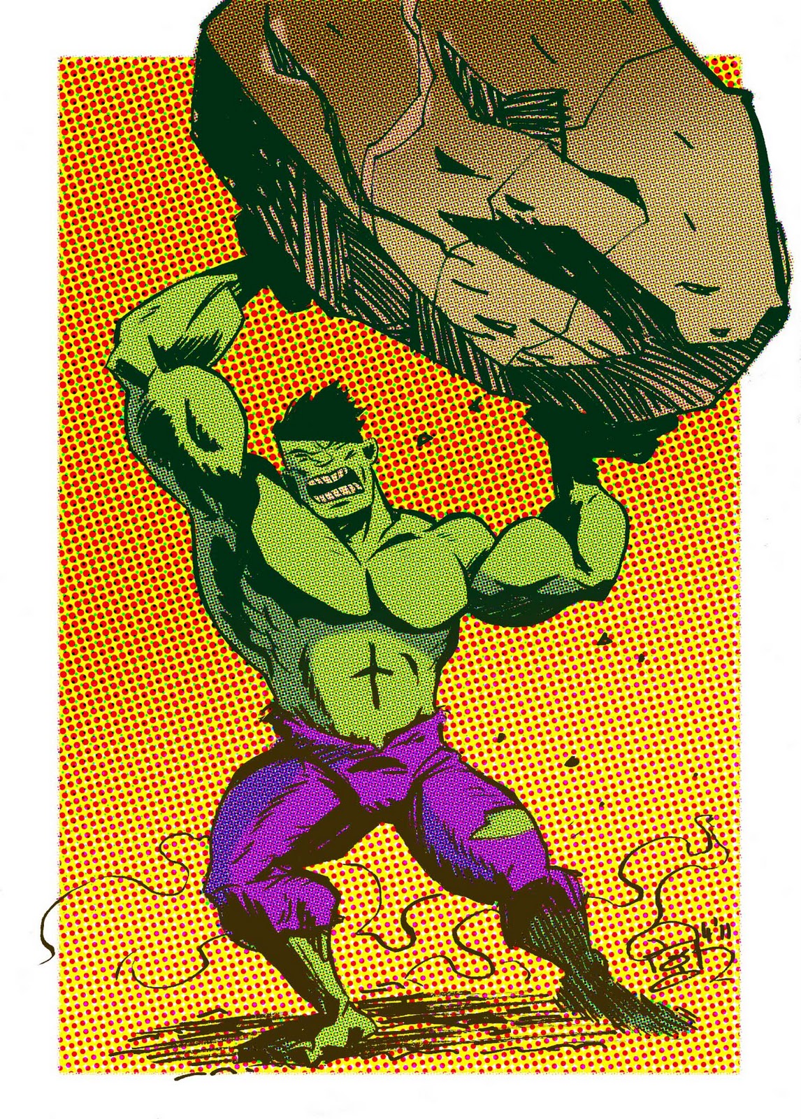Gavin Mitchell's: Hulk throwing rock, simple enuff.