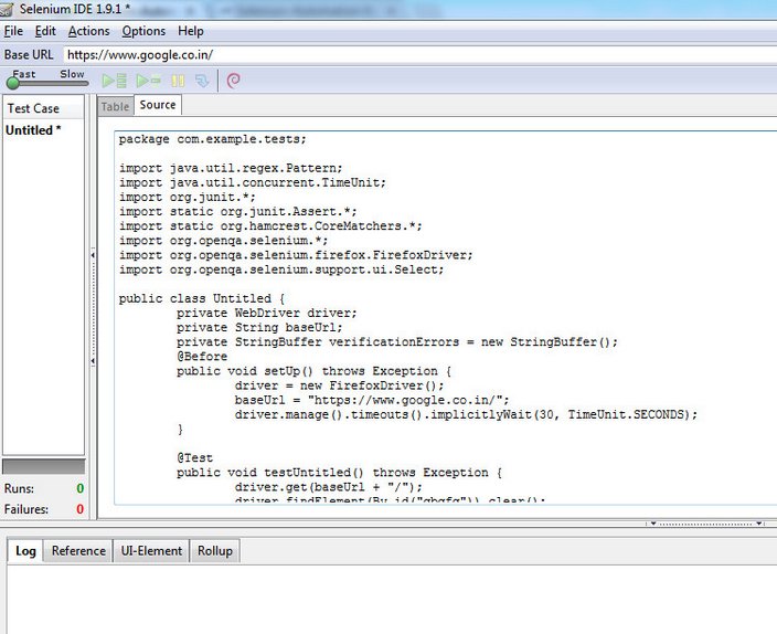 Selenium By Arun 18 Viewing The Source Code Of The Steps Recorded Using Selenium Ide In Our