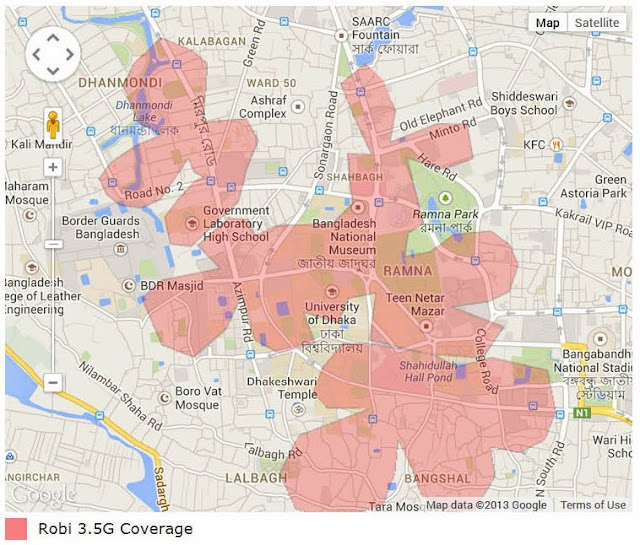 Robi 3G: Robi 3.5G Coverage Map