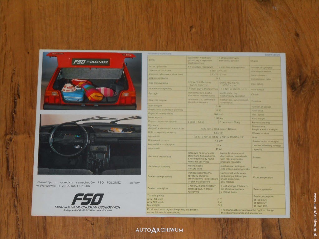 autoArchiwum | CZYTELNIA: FSO POLONEZ / PRIMA - PREZENTACJA PROSPEKTÓW ...