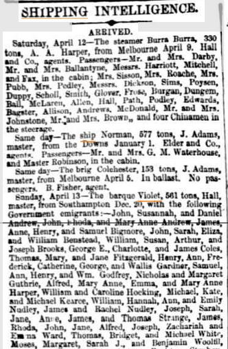 Backtracking: Voyage to Australia: the ship 'Violet'