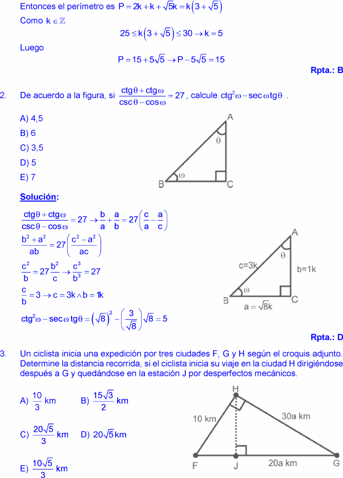 Razones trigonométricas ejemplos y ejercicios resueltos