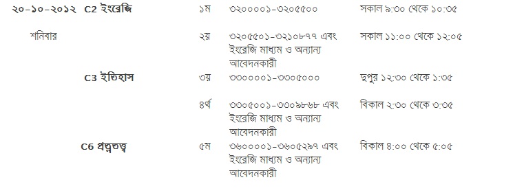 Jahangirnagar University Admission 2012-13 Seat Plan & Exam Routine