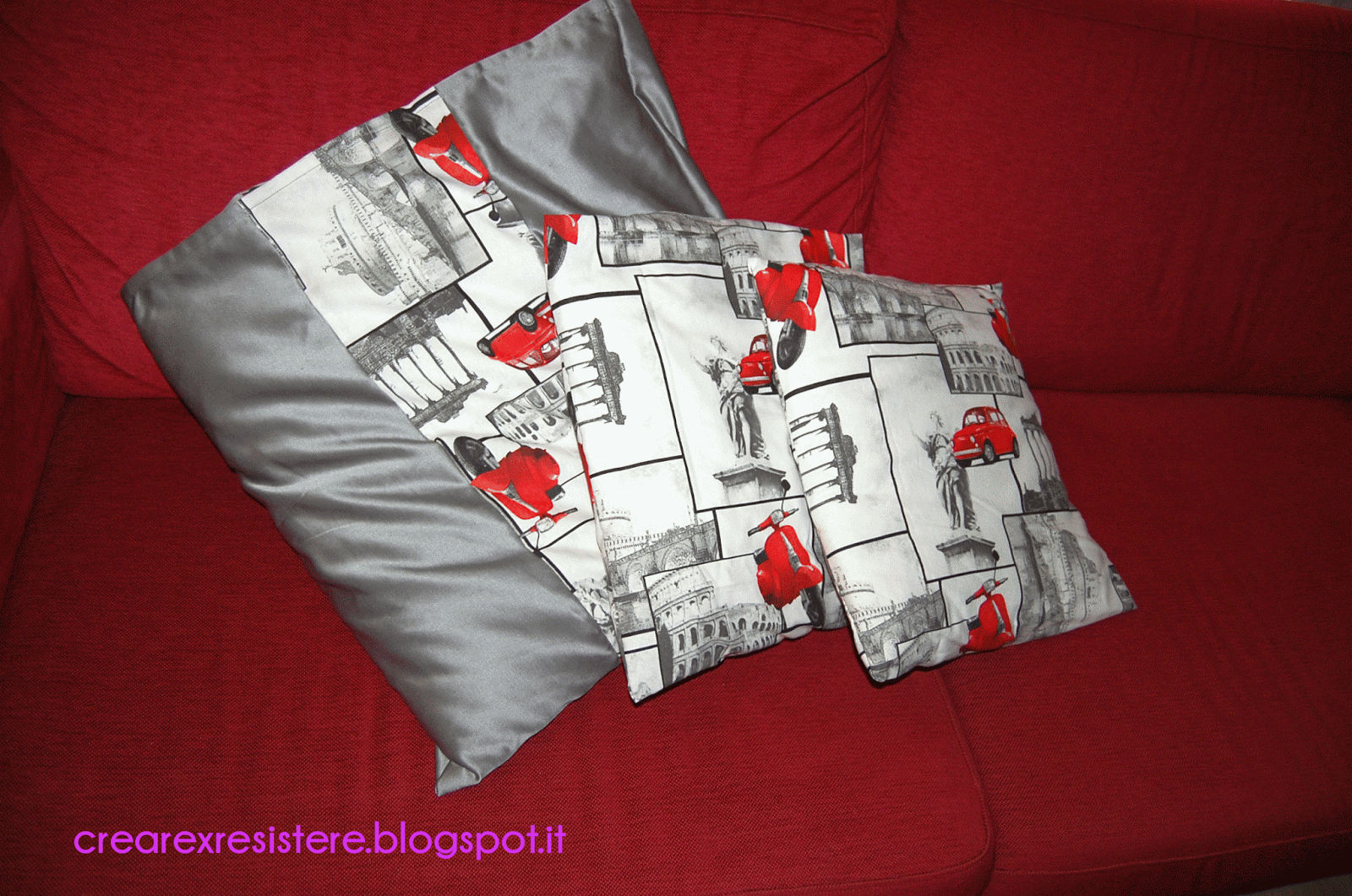 Creare per r'ESISTERE: Tutorial - Cuscini senza zip: Vacanze Romane #2