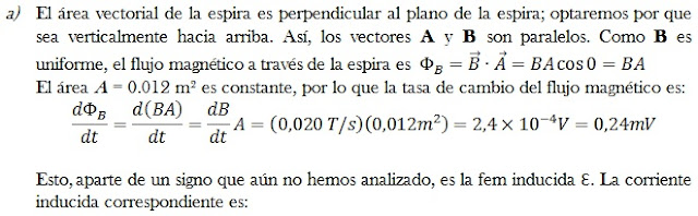 Física: Ejemplo: Fem y corriente inducida en una espira