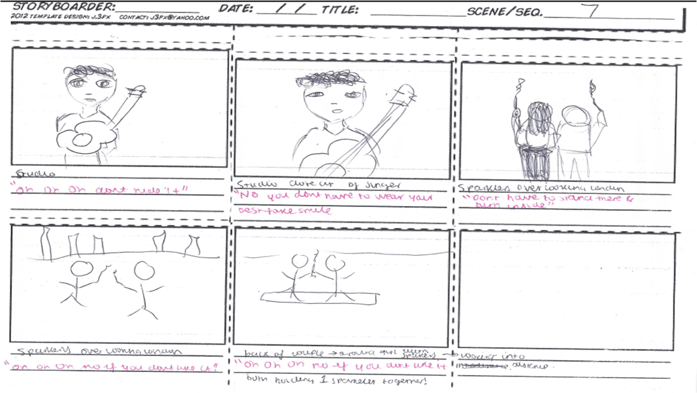 Miriam's Media Blog: Storyboard for Our Music Video