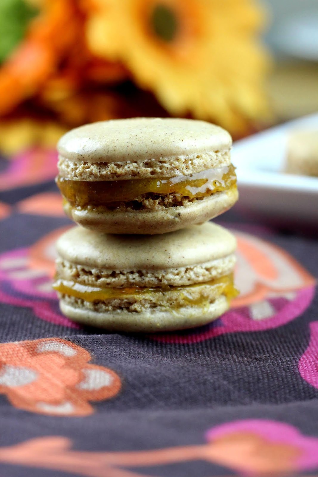 Spiced Orange French Macarons with Orange Curd