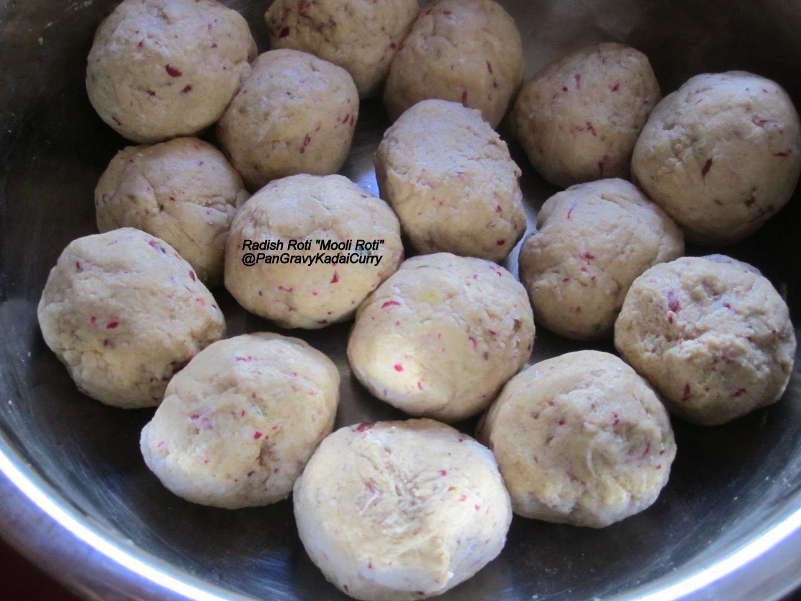 Pan Gravy Kadai Curry: Cherry-Belle Radish Roti "Mooli Roti"