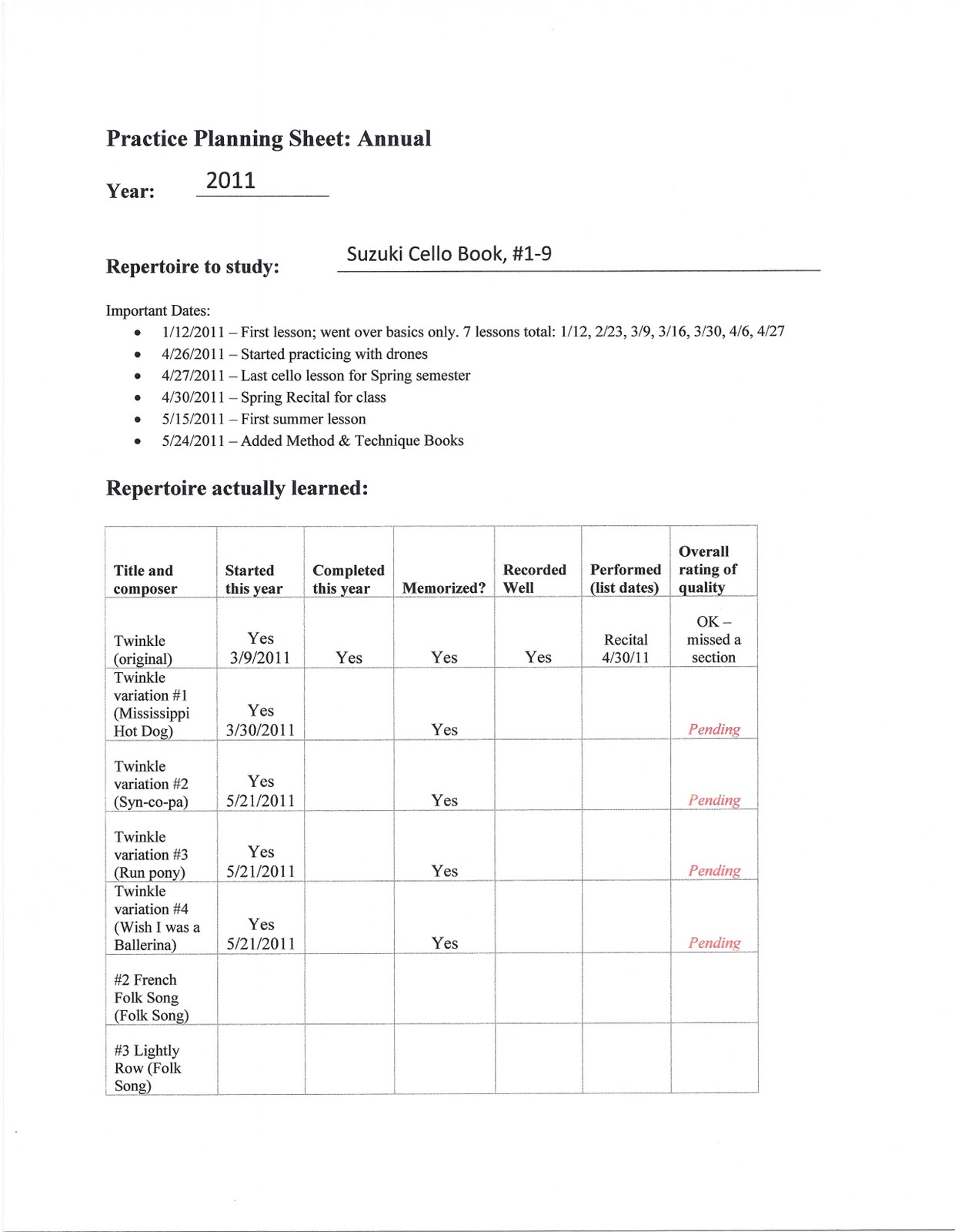 Cello Brained!: Cello Practice Log #1: A New Practice Plan