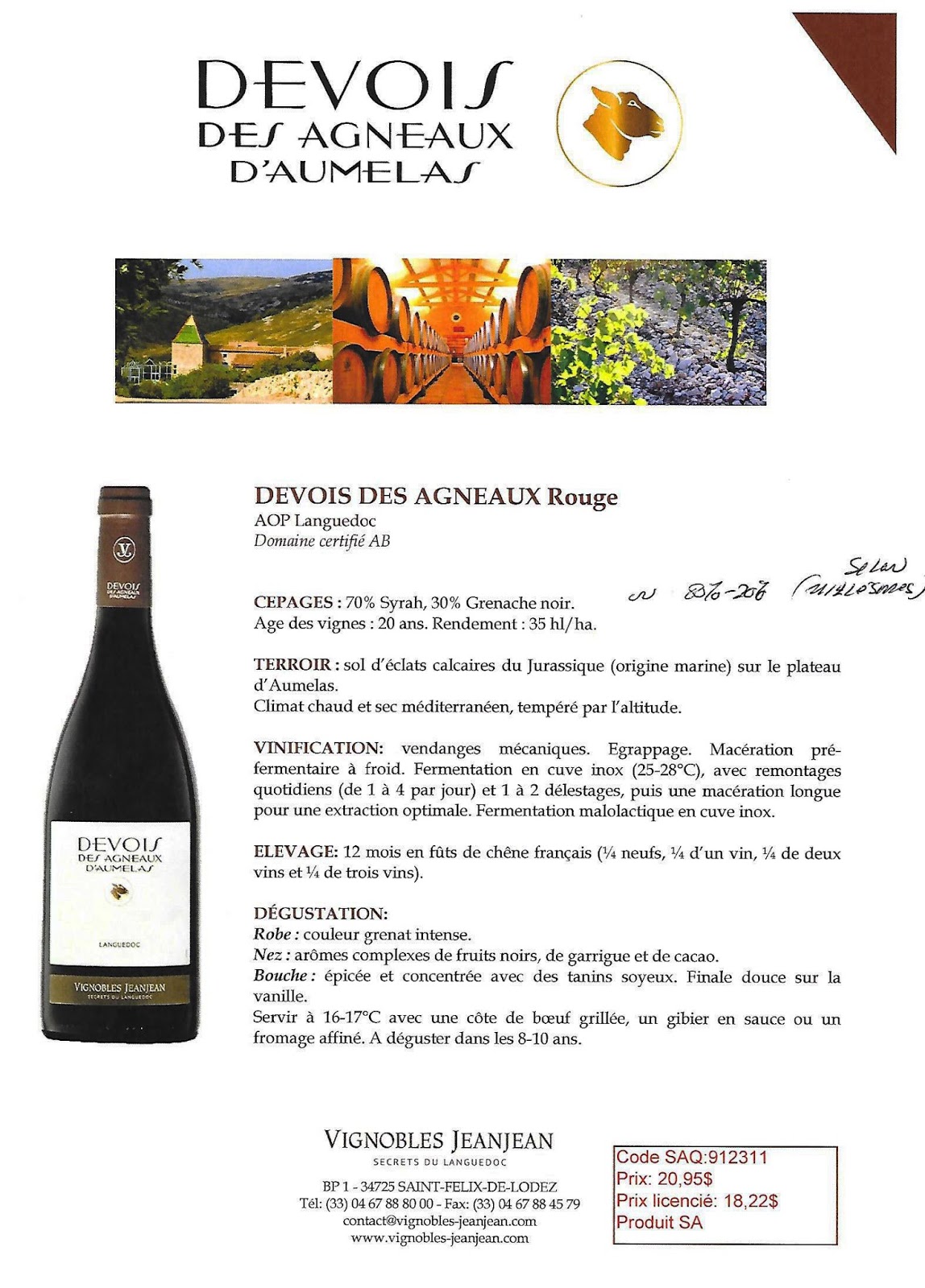 Club des Dégustateurs de Grands Vins: Fiche technique: Devois des ...