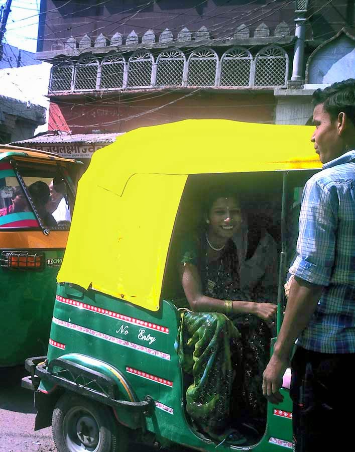 Stock Pictures: Rickshaw passengers in India